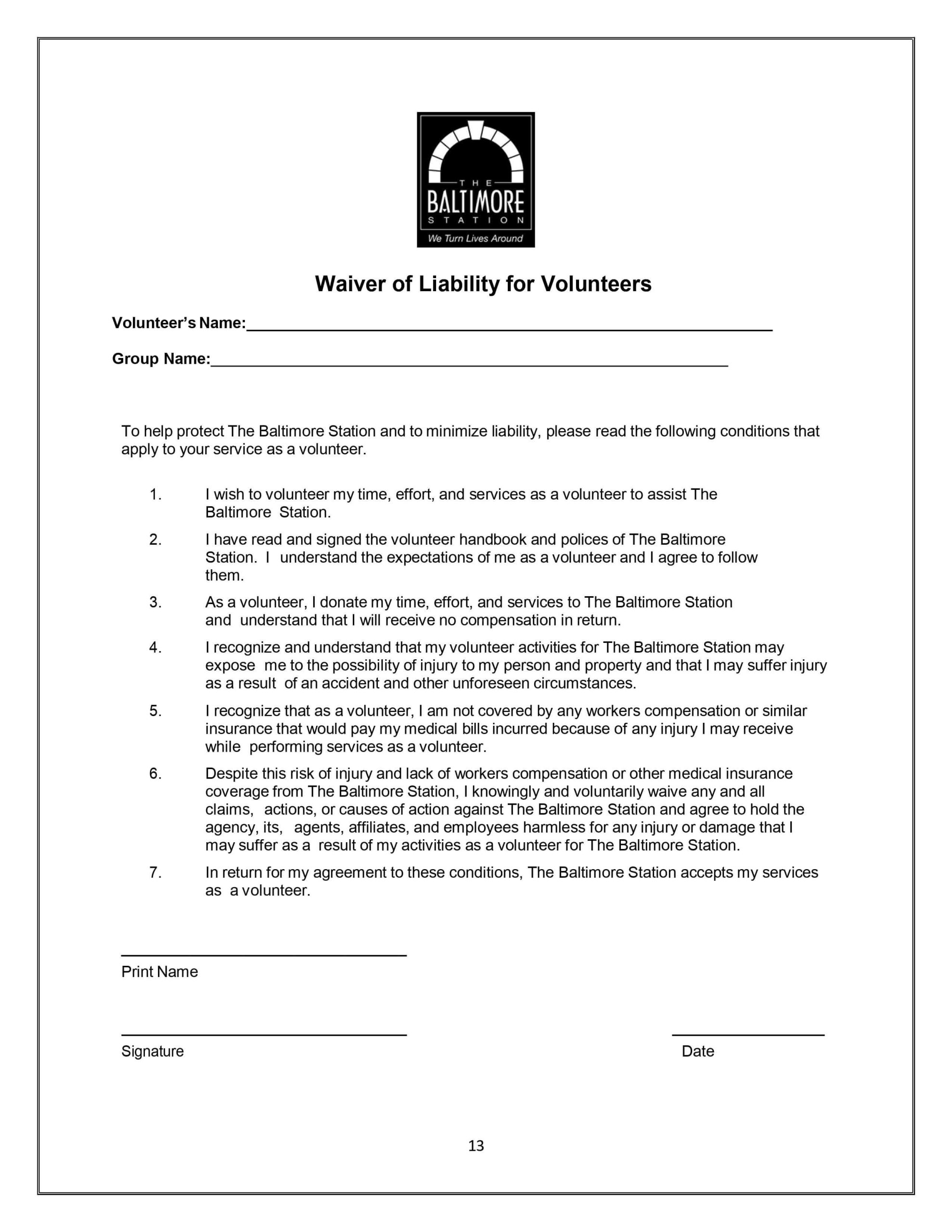 Volunteer Handbook Acknowledgement